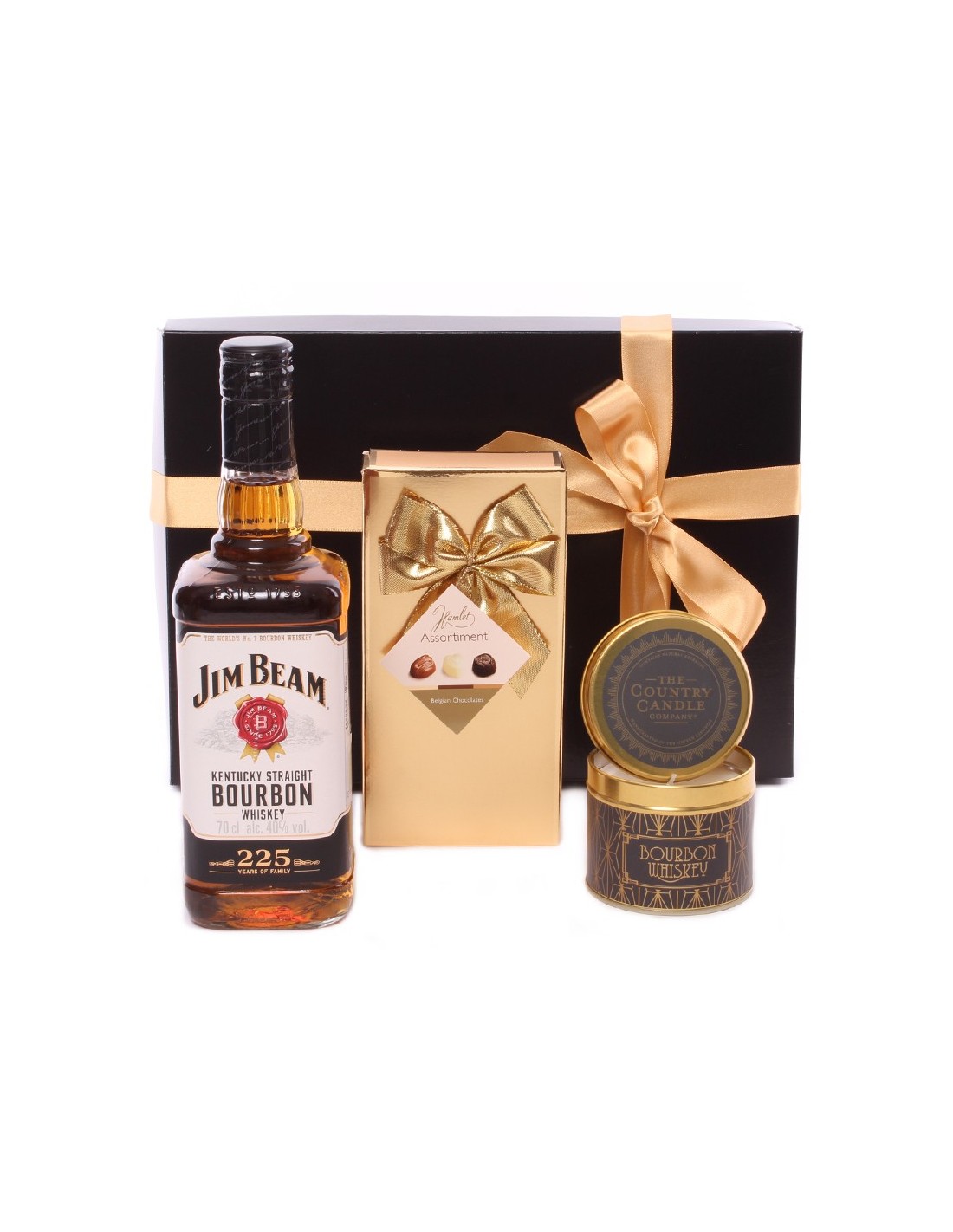 Bourbon Whiskey Candle and Chocolates Gift Box